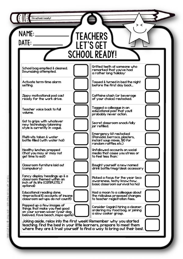 School Readiness Check Lists