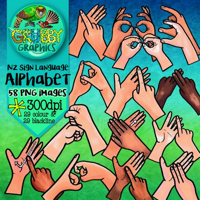 New Zealand Sign Language Alphabet Clip Art (NZSL Finger Spelling)