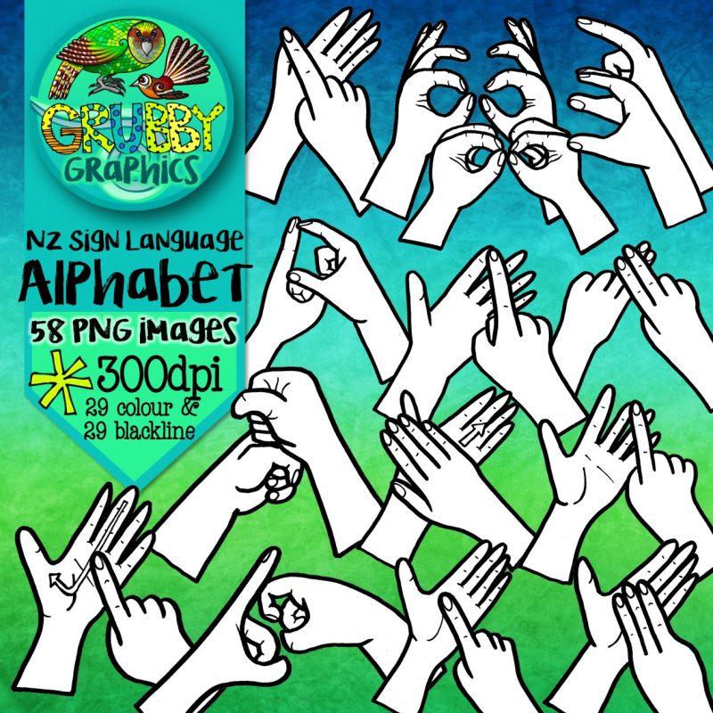 New Zealand Sign Language Alphabet Clip Art (NZSL Finger Spelling)